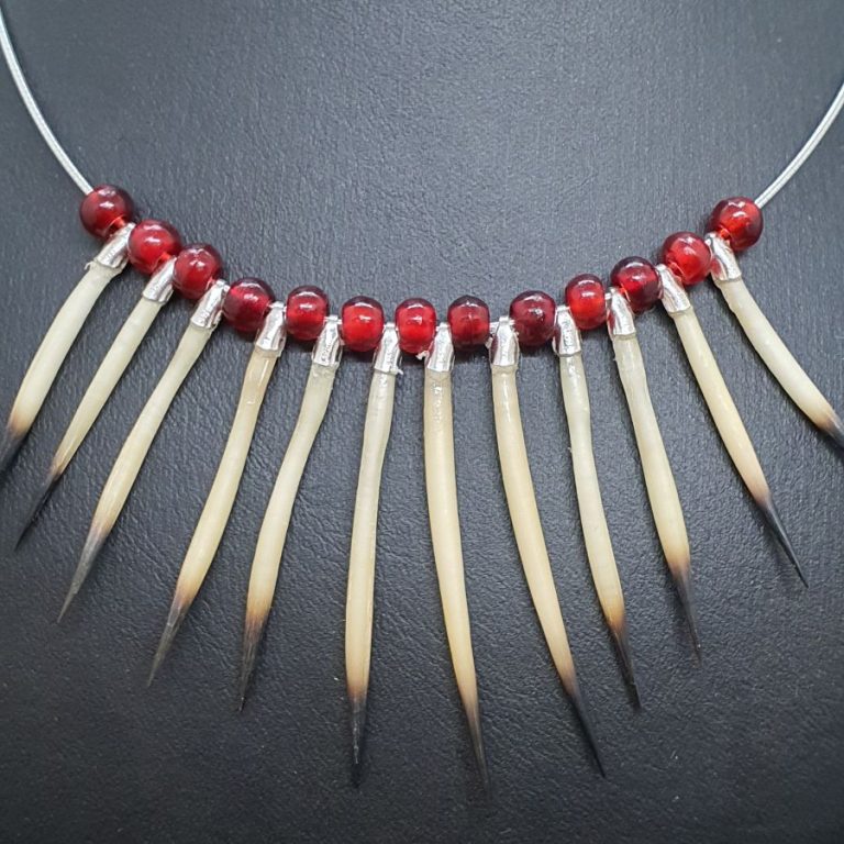 Echidna quill, bamboo and onyx bead necklace - Nolan Art
